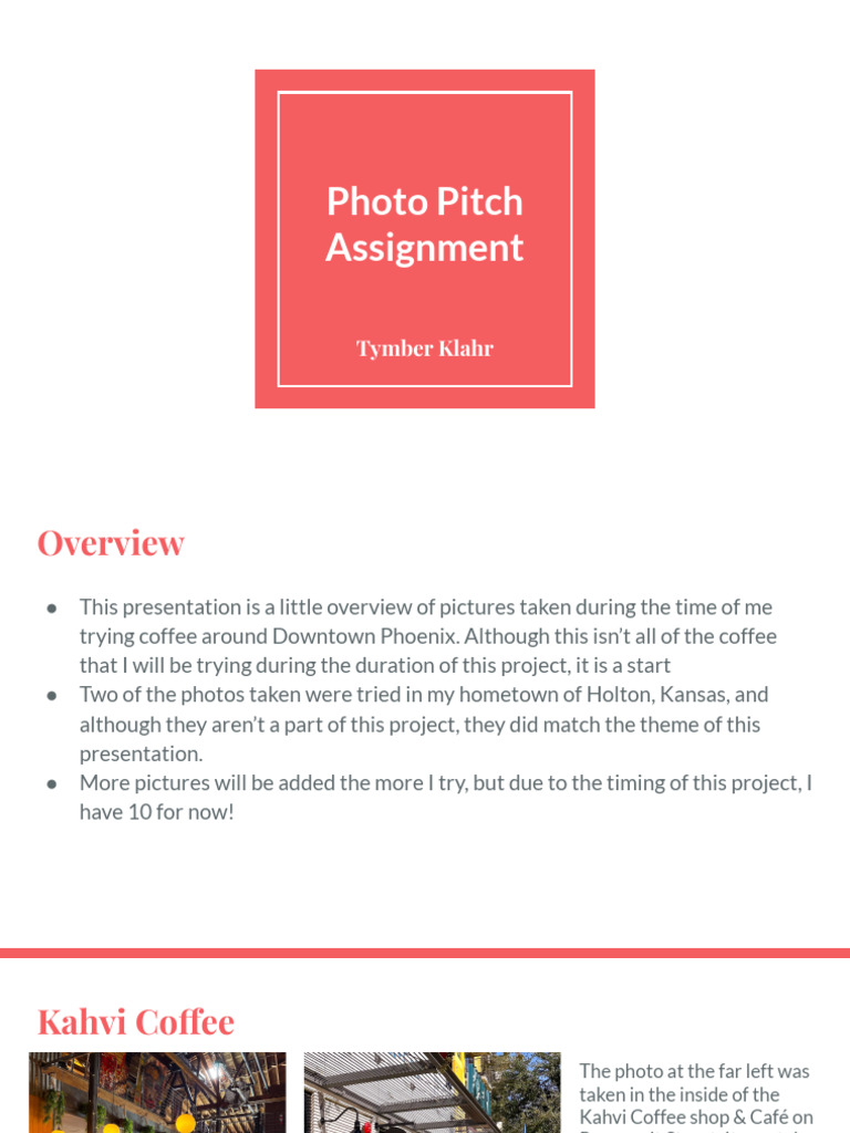 Photo Pitch Assignment | PDF