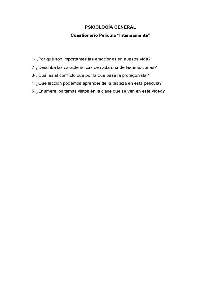 Cuestionario Pelicula | PDF