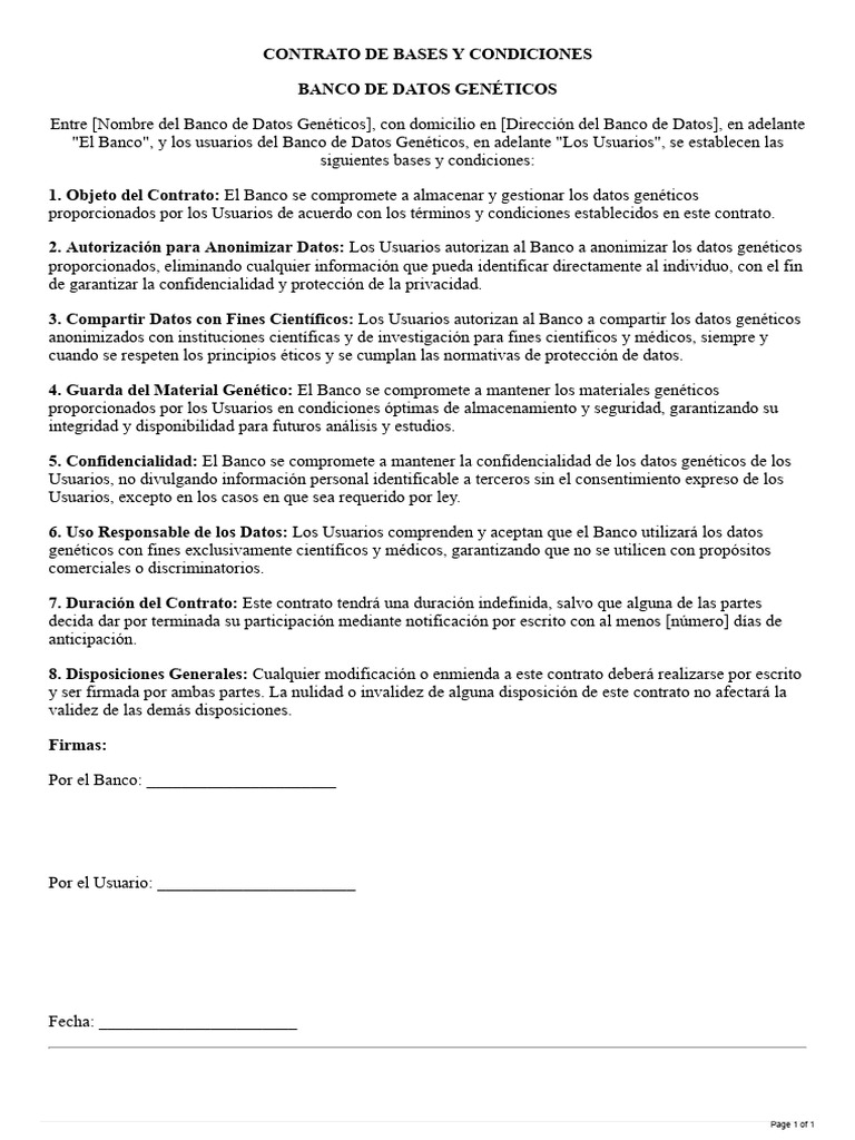 Contrato Banco Genetico | PDF | Bancos | Bases de datos