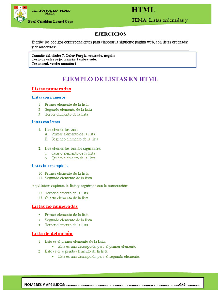 Ejercicios HTML | PDF