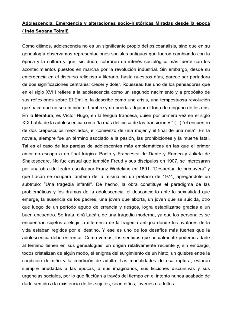 Adolescencia Toimil | PDF | Adultos | Psicoanálisis