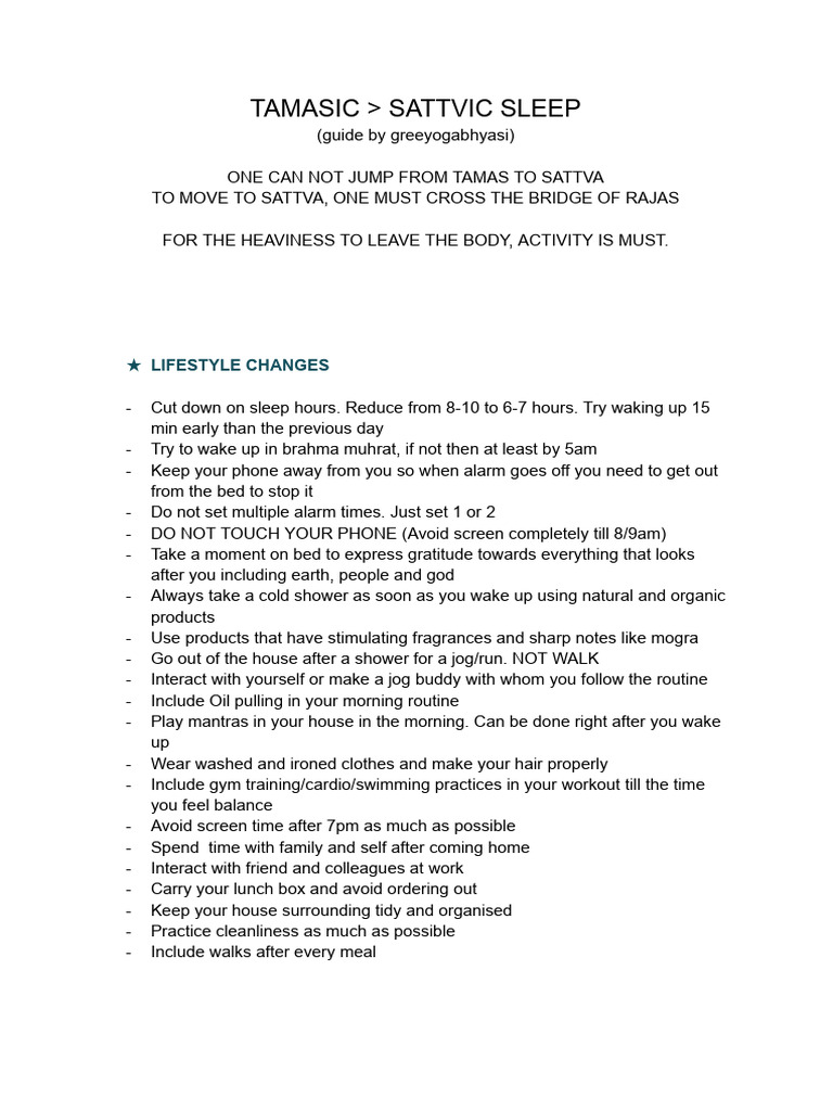 TAMASIC _ SATTVIC SLEEP | PDF | Asana | Ashtanga Vinyasa Yoga
