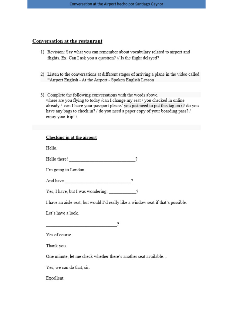 Essential Airport English Conversations | PDF | Foreign Language ...