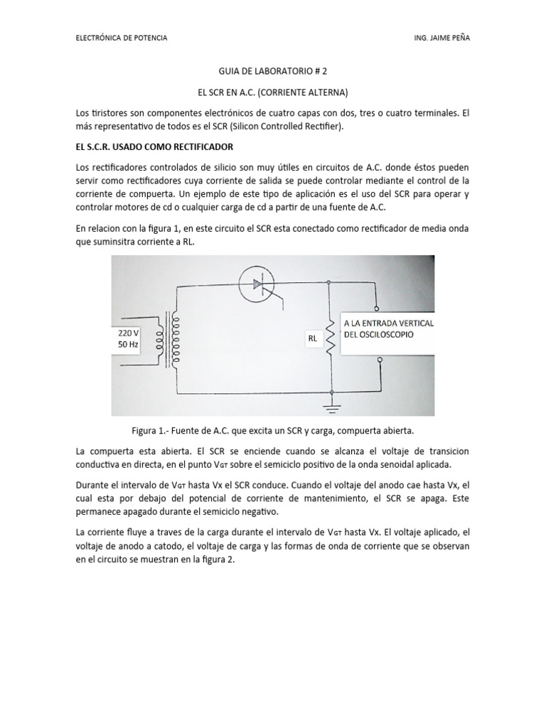 Labo 2 - El SCR en Ac | PDF | Rectificador | Corriente eléctrica