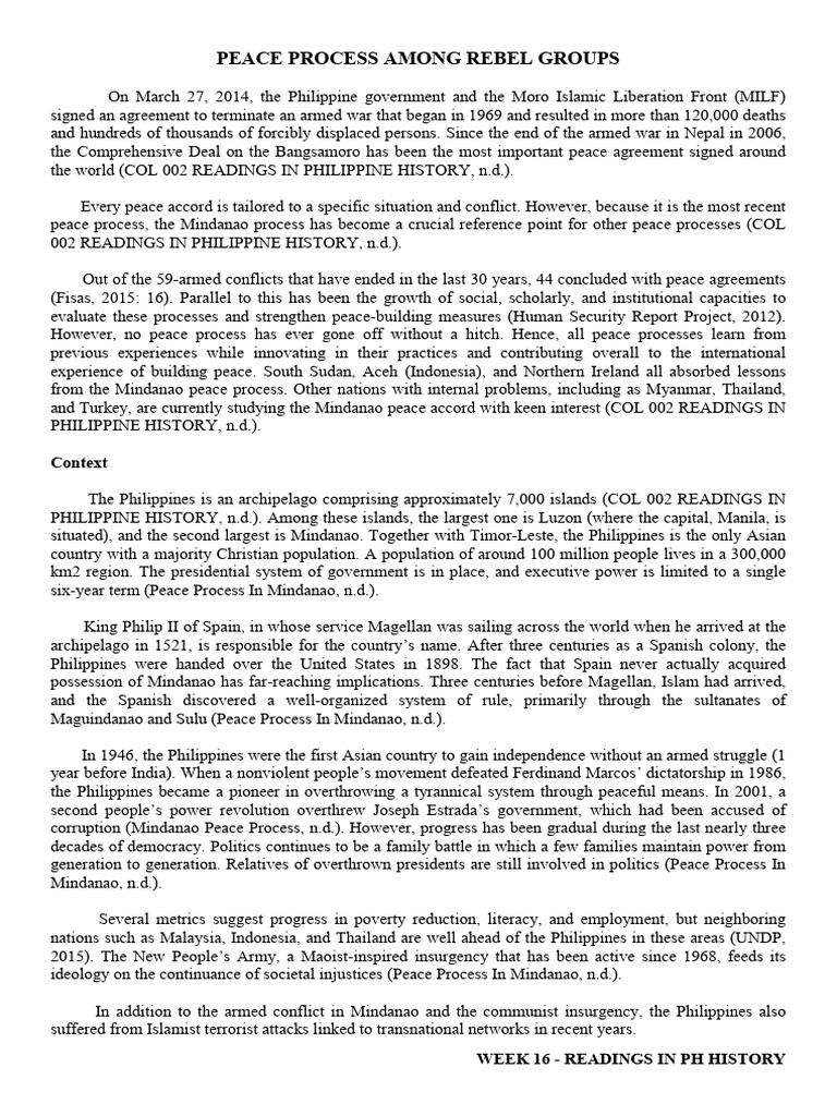 Mindanao Peace Process Overview | PDF | Philippines
