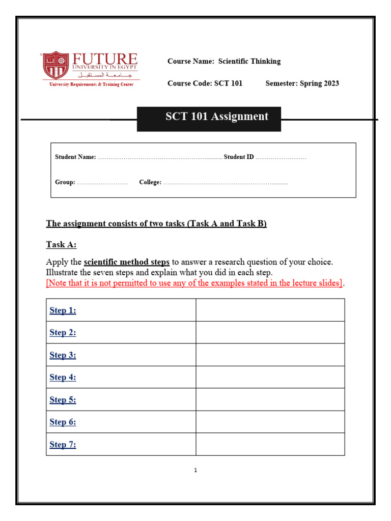 SCT 101 Assignment Spring 2023 (Task A and B) | PDF | Computers