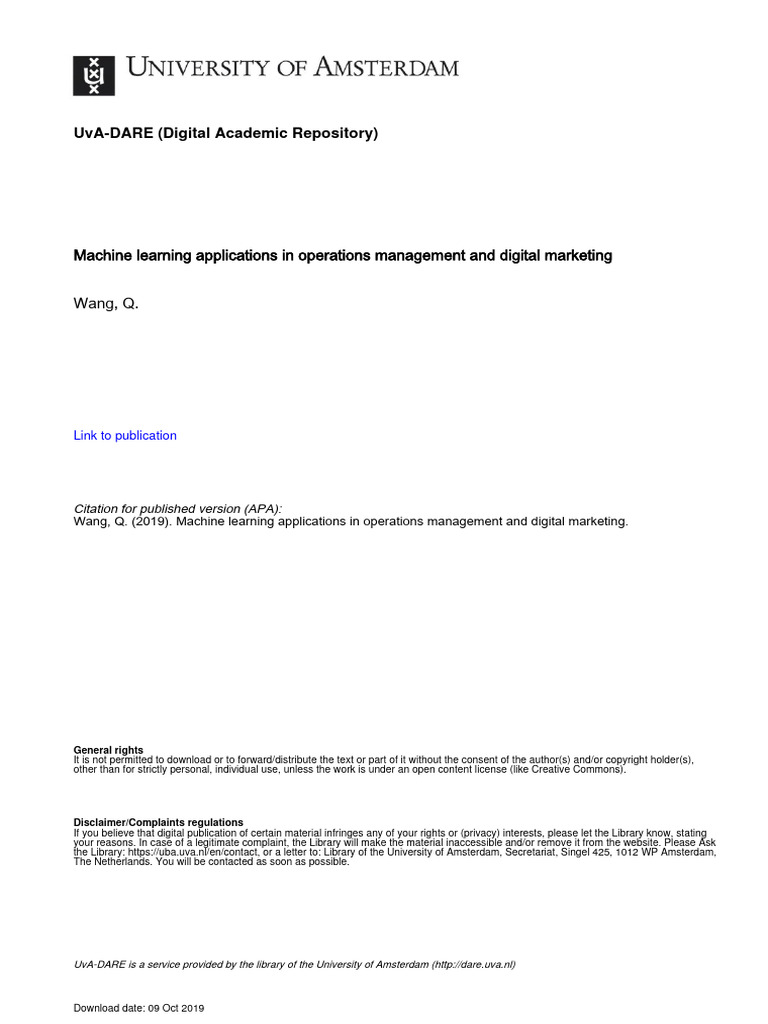 Thesis Q. Wang - Abs 2019 | PDF | Statistical Classification | Machine Learning