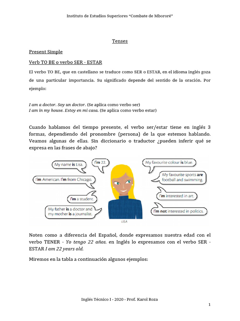 Apunte 1 Parte 2 Inglés 1 | PDF | Verbo | Oración (Lingüística)