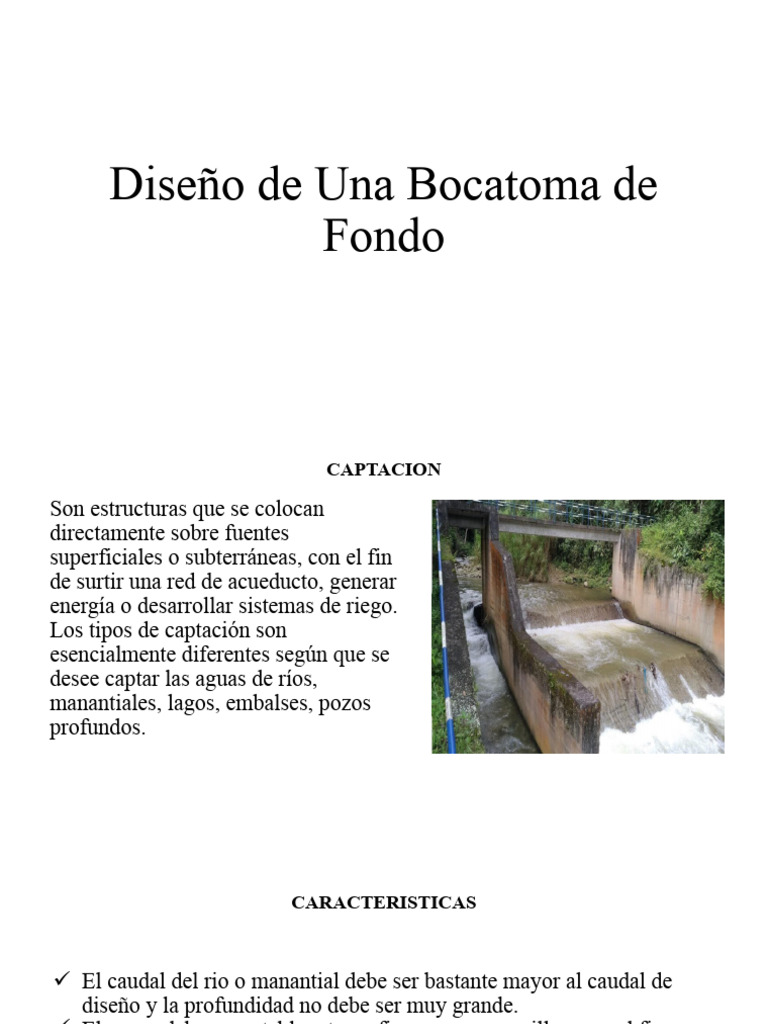 Clase 4 Calculo de Una Bocatoma de Fondo | PDF | Represa | Río