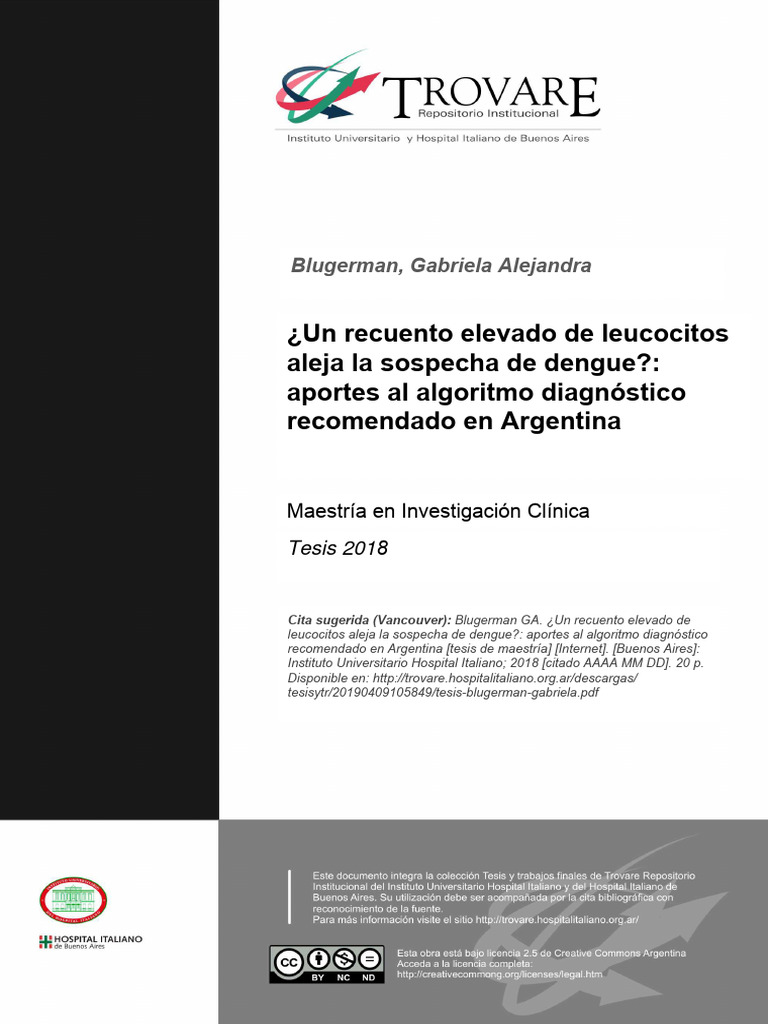 Leucocitos y diagnóstico de dengue en Argentina | PDF | Diagnostico ...