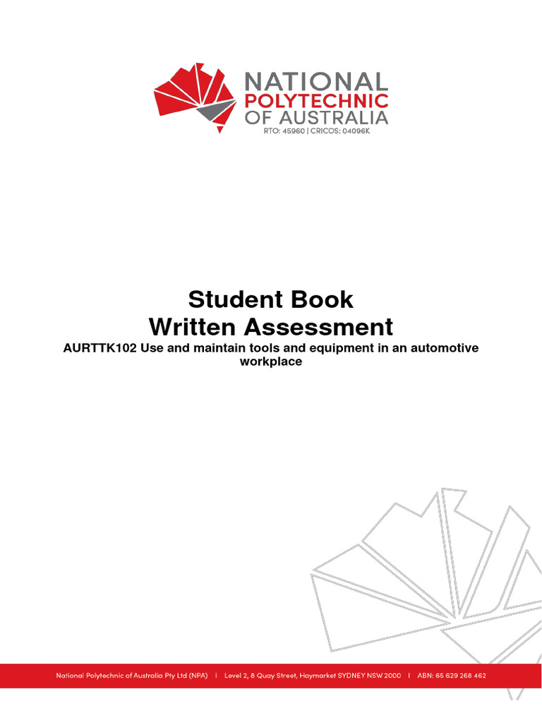 NPA Written Assessment AURTTK102 | PDF | Screw | Nut (Hardware)