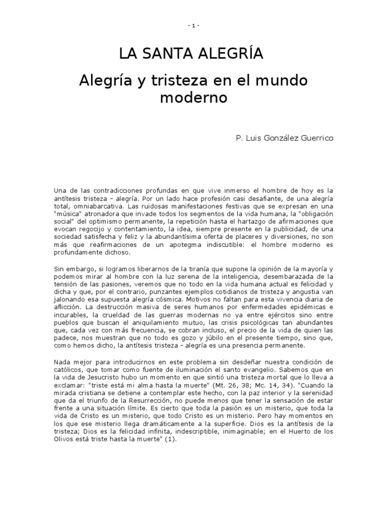 La Santa Alegria | PDF | Felicidad | La resurrección de Jesús