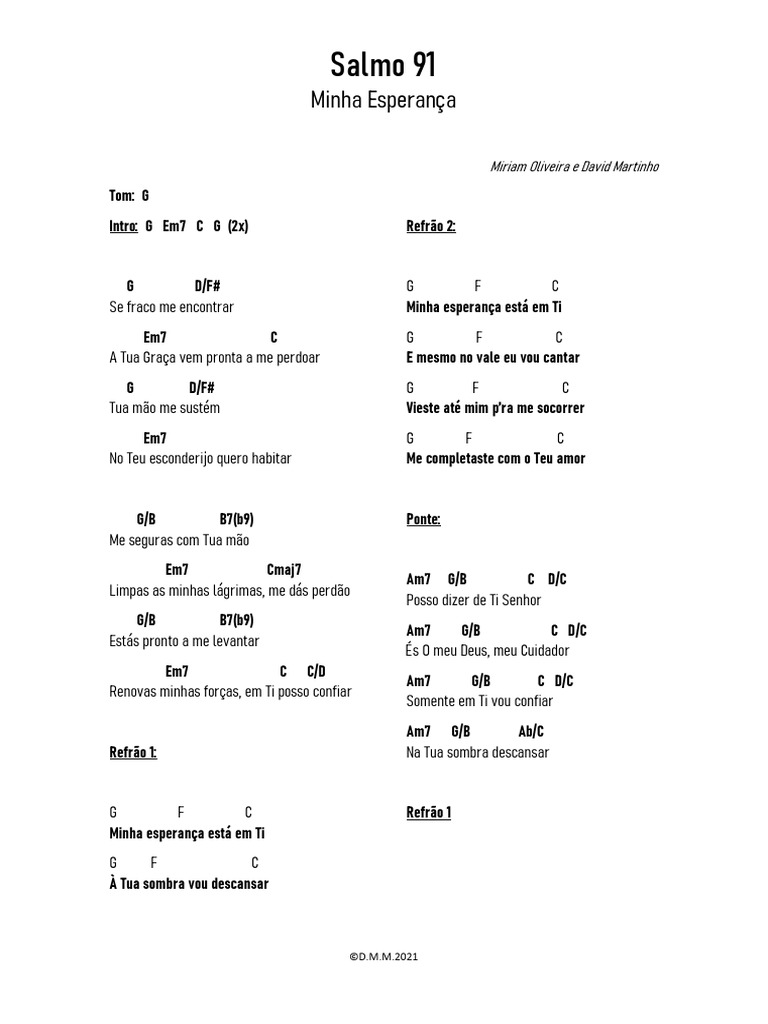 Salmo 91 (Minha Esperança) - Miriam Oliveira e David Martinho | PDF