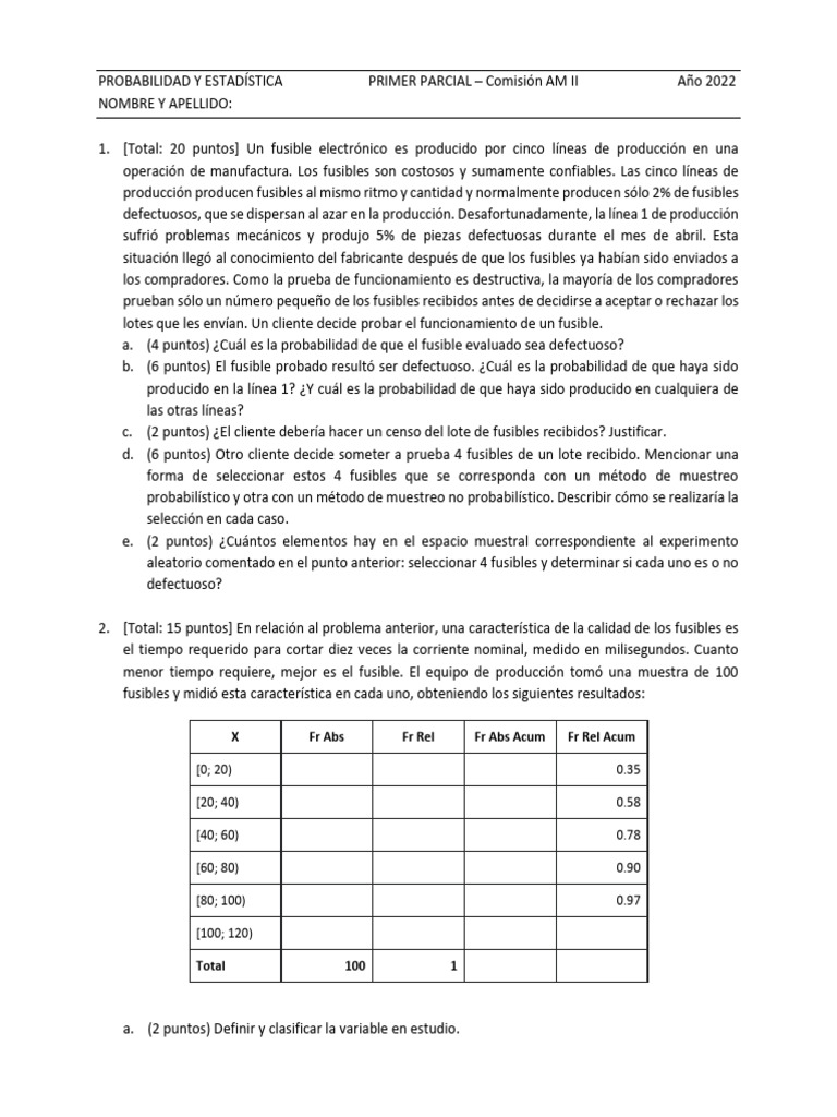 Primer Parcial 2022 II Com AM | PDF | Probabilidad | Teoría de probabilidad