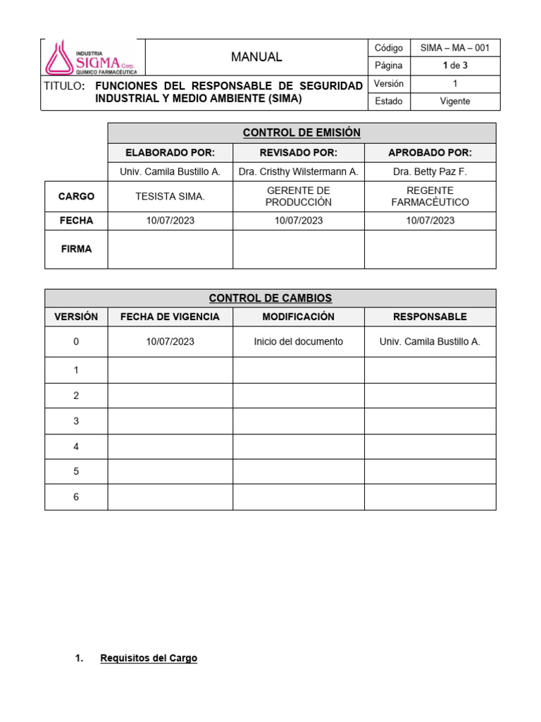 Sima Ma 001 | PDF | Seguridad y salud ocupacional | Valores