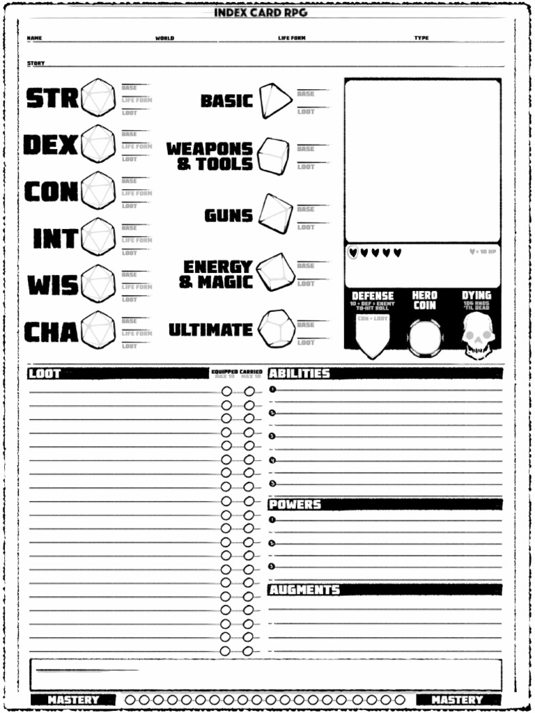 0 ICRPG ME Character Sheet Portrait | PDF