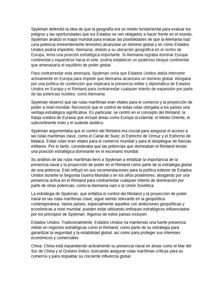 Estrategia de Spykman y el Rimland | PDF | Seguridad internacional ...