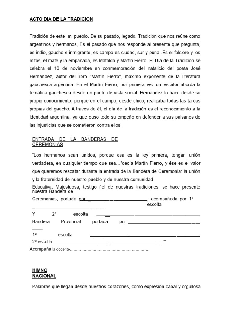 acto dia de la tradicion | PDF | Tradiciones