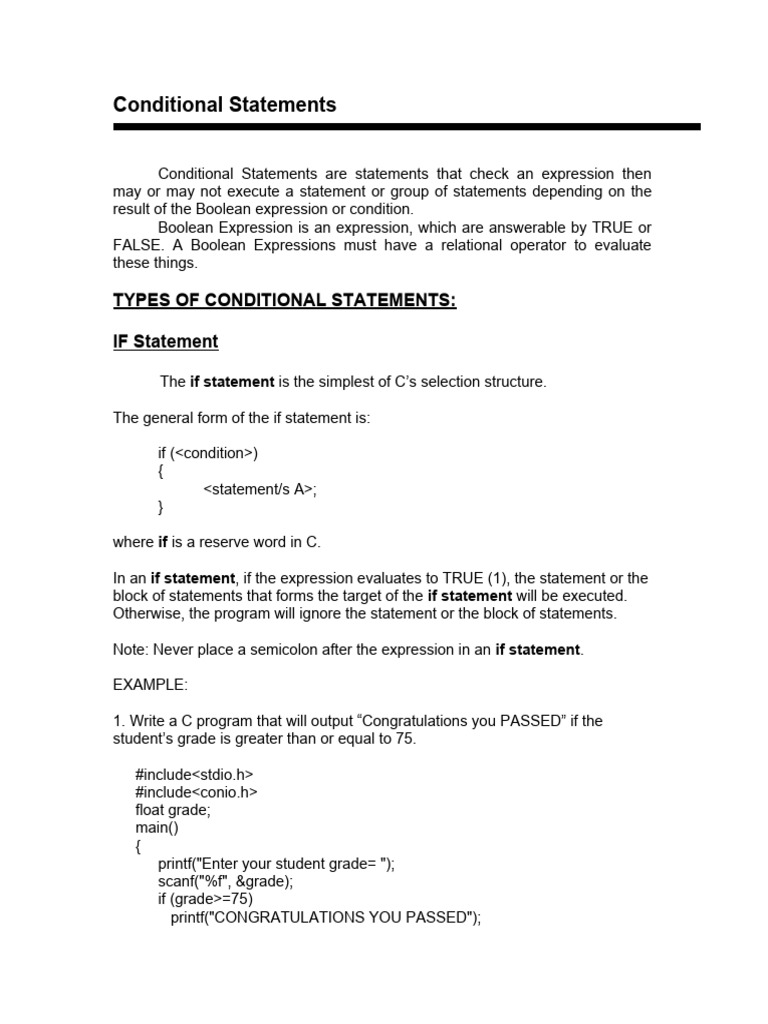 Lecture Conditional Statements | PDF | Computer Science | Software ... Lecture Conditional Statements | PDF | Computer Science | Software ...
