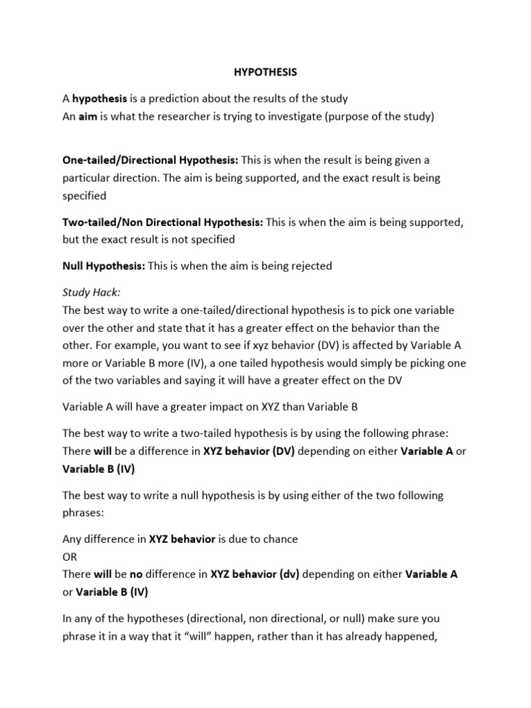 HYPOTHESIS | PDF | Hypothesis | Cognitive Psychology