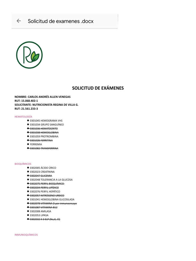 Solicitud de Examenes | PDF