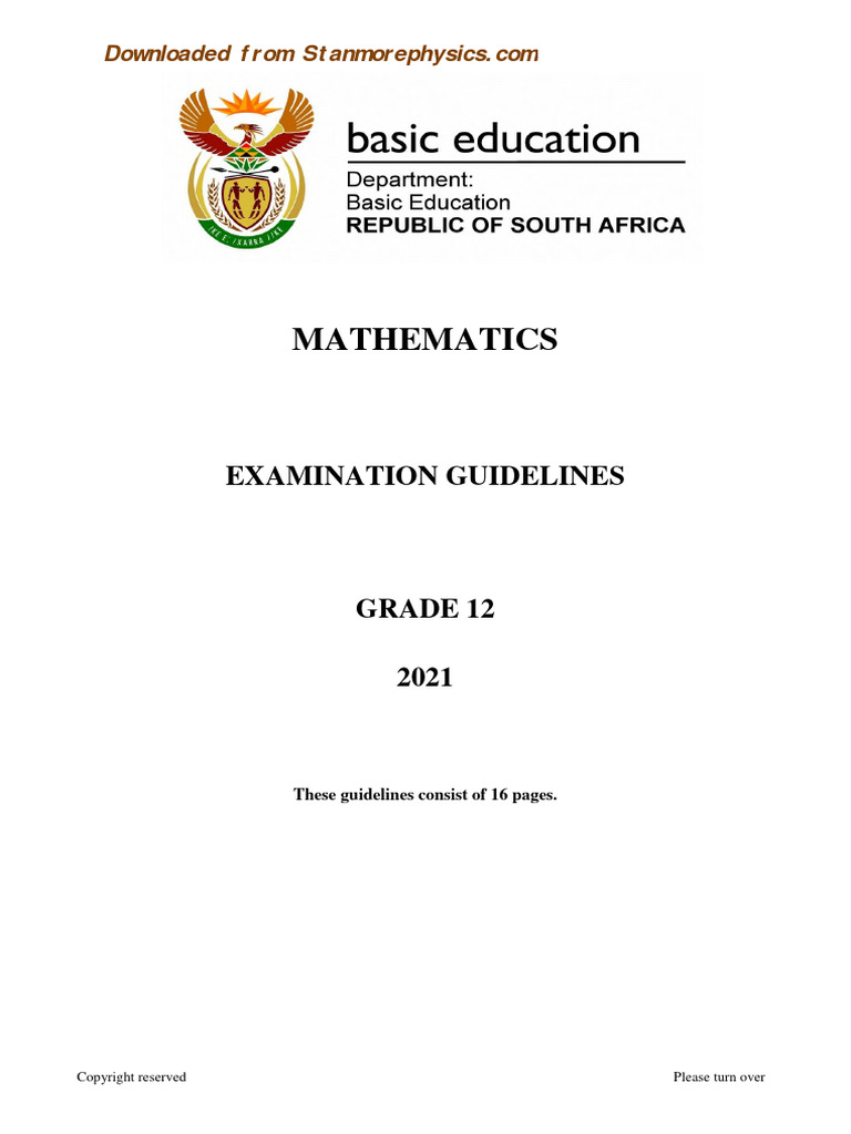 Mathematics GR 12 Exam Guidelines 2021 Eng | PDF | Circle | Perpendicular