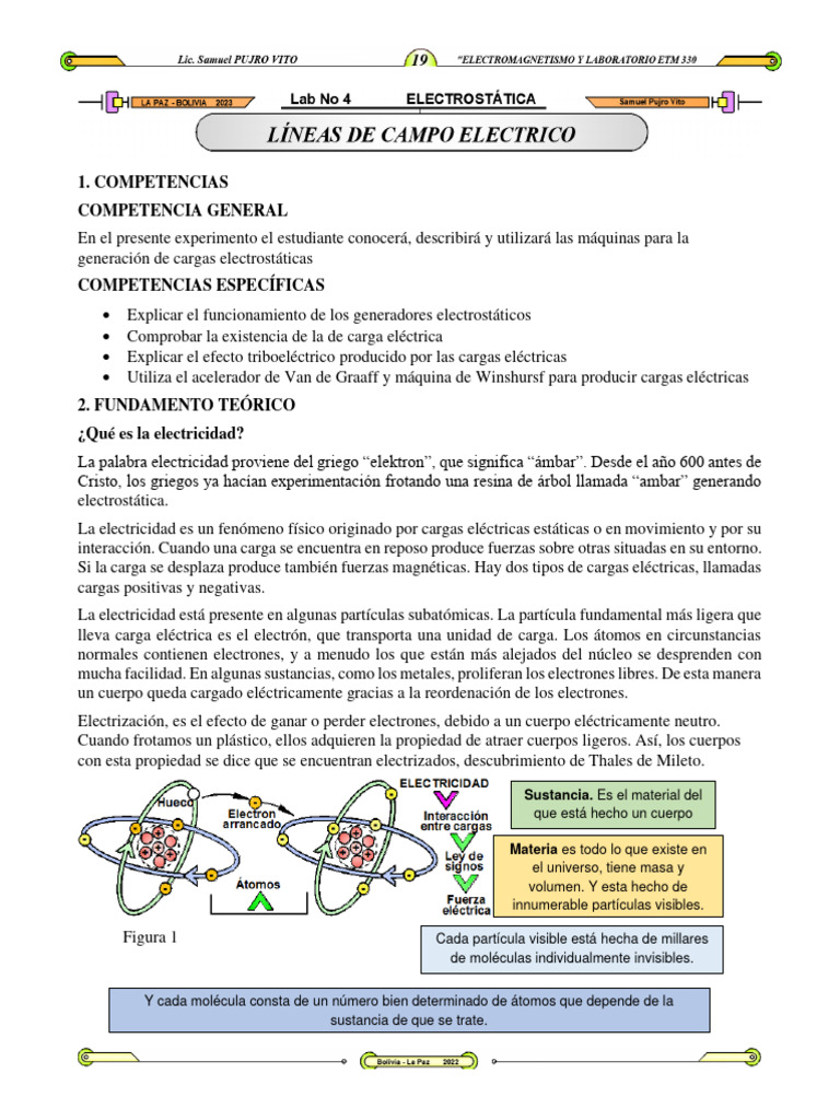 LAB No 4 | PDF | Electrostática | Electrón