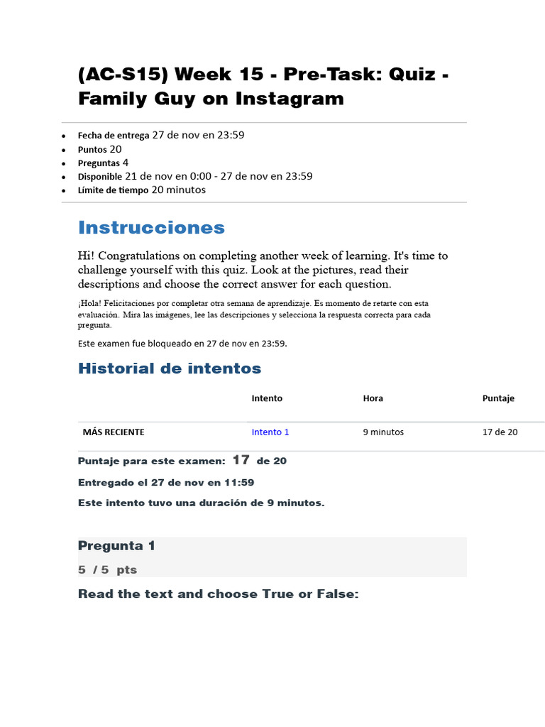 Quiz de Instagram: Familia y Preferencias | PDF | Artes del Lenguaje y ...
