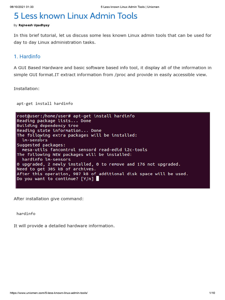 5 Less Known Linux Admin Tools - Unixmen | PDF | Internet Protocols | Linux