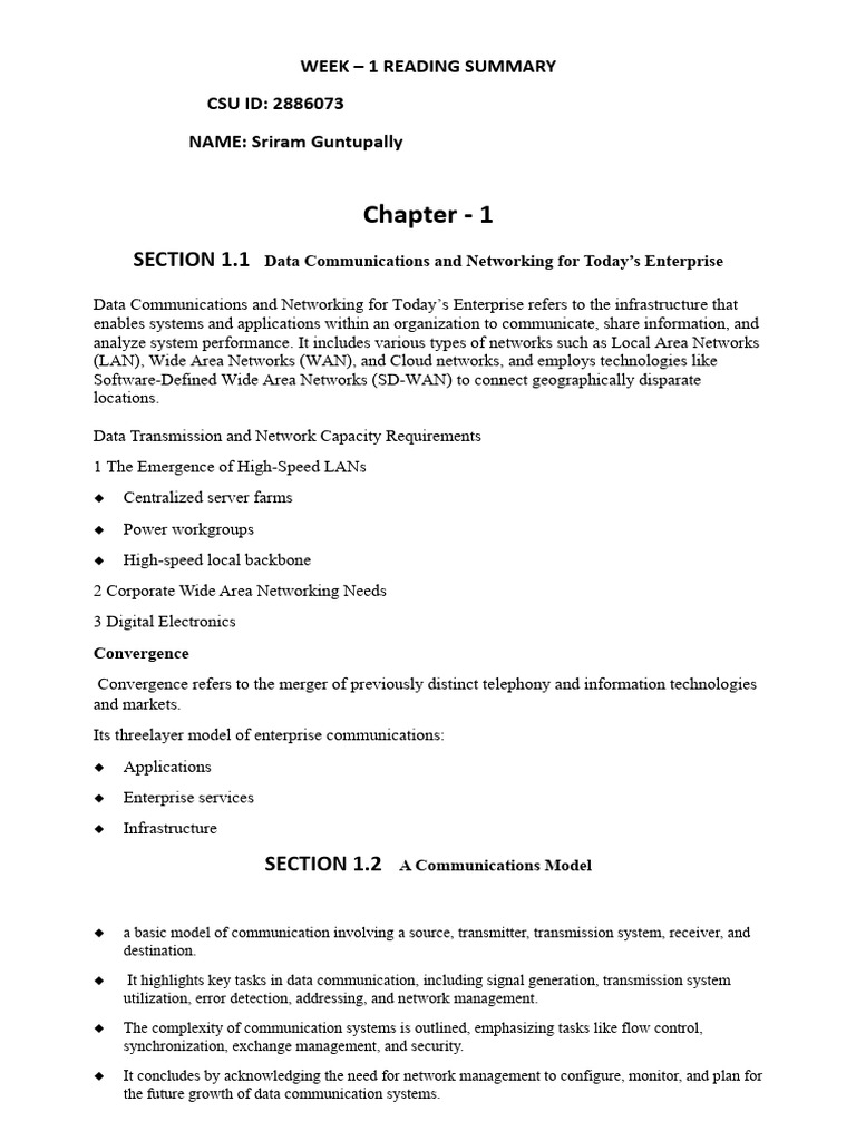 Week - 1 Reading Summary | Download Free PDF | Computer Network | Internet Protocol Suite