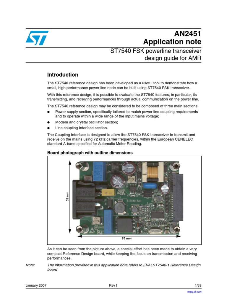 ST7540 App Note ForAMR | PDF | Mains Electricity | Electric Power ...