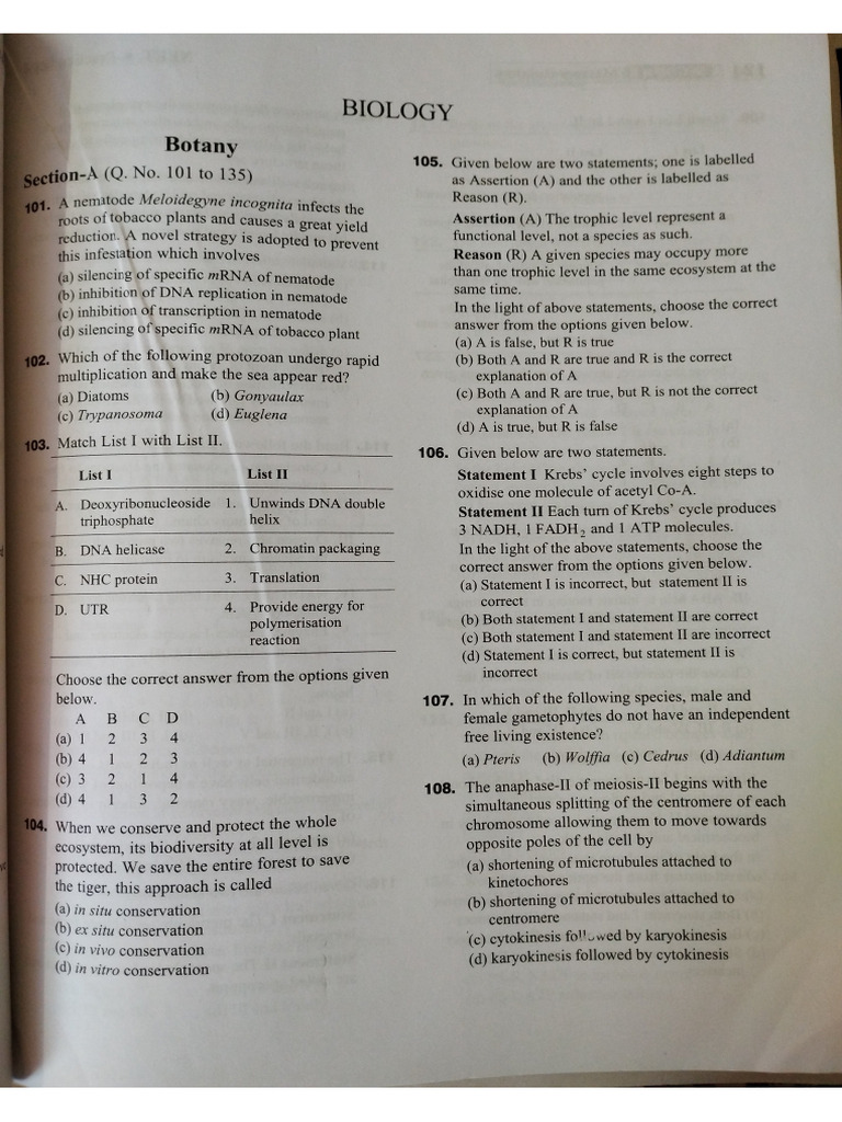 Biology Sample Paper_1 | PDF