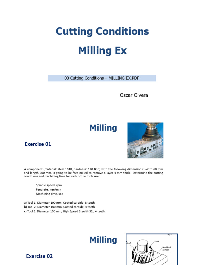 03 Cutting Conditions - MILLING - EX | PDF | Machining | Building Materials