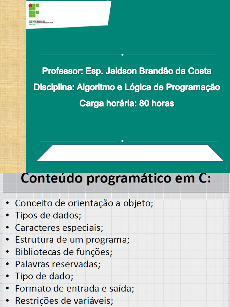 Aula 09 - Algoritmo e Logica de Programacao | PDF | Computadores