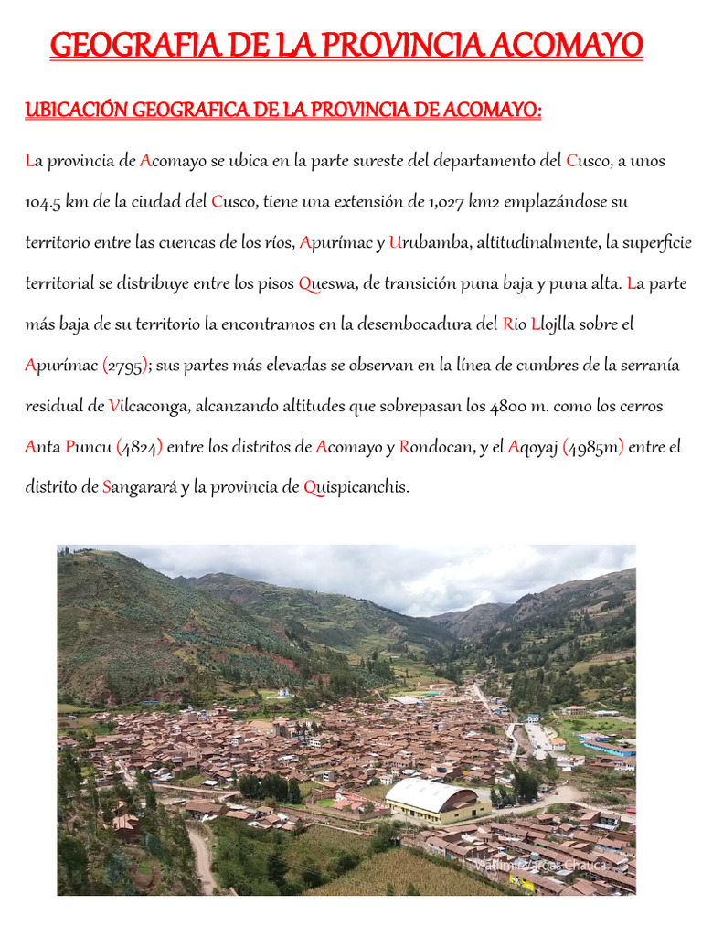La Geografia de Acomayo Ubicación Geografica de La Provincia de Acomayo ...