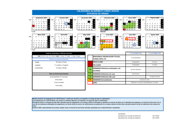 Calendario+Académico_2024+2025_Grado | PDF
