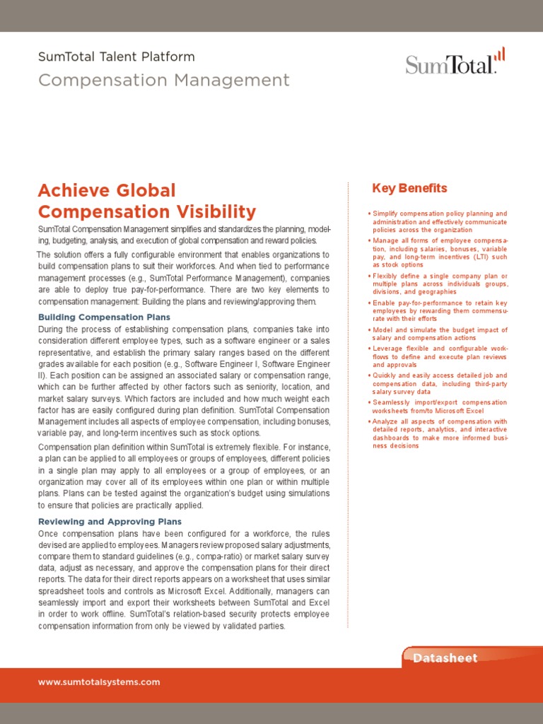 SumTotal Compensation Management Software | Download Free PDF | Compensation And Benefits ...