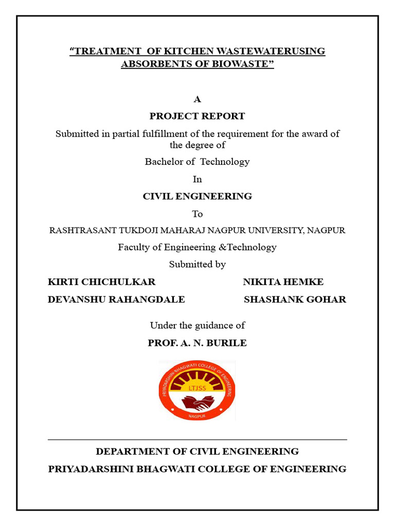 Project Thesis | PDF | Filtration | Charcoal