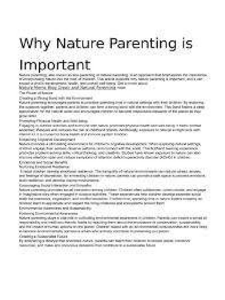 Why Nature Parenting Is Important | PDF