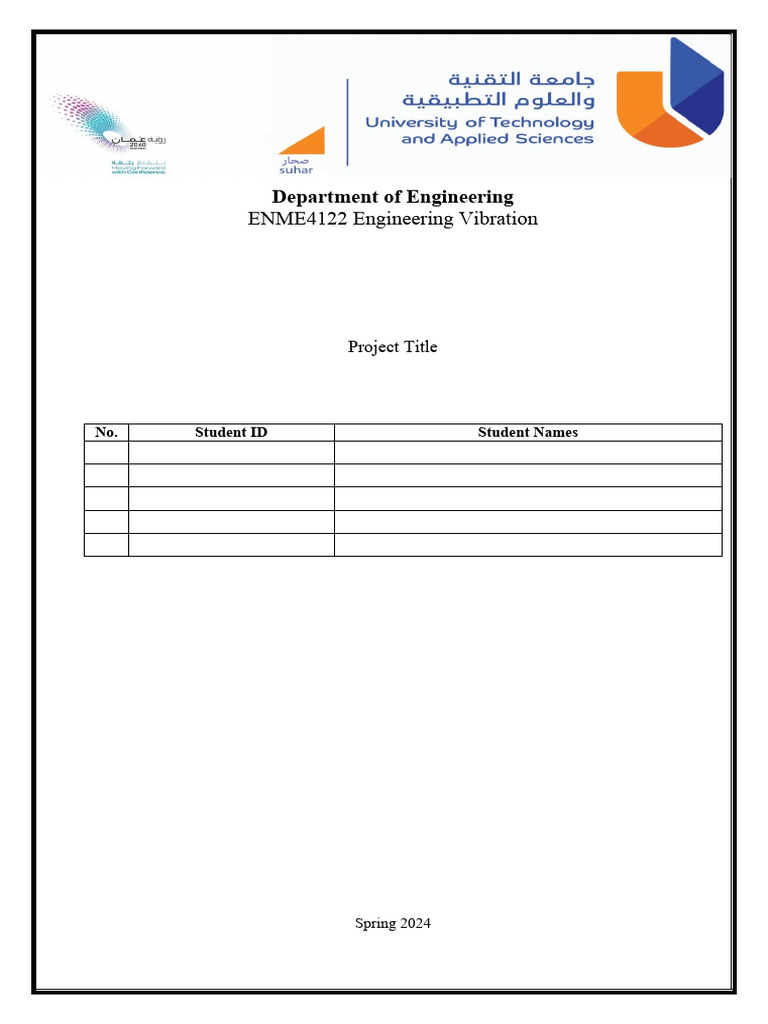 ENME4122 Project Report Format - Template 2024 | PDF