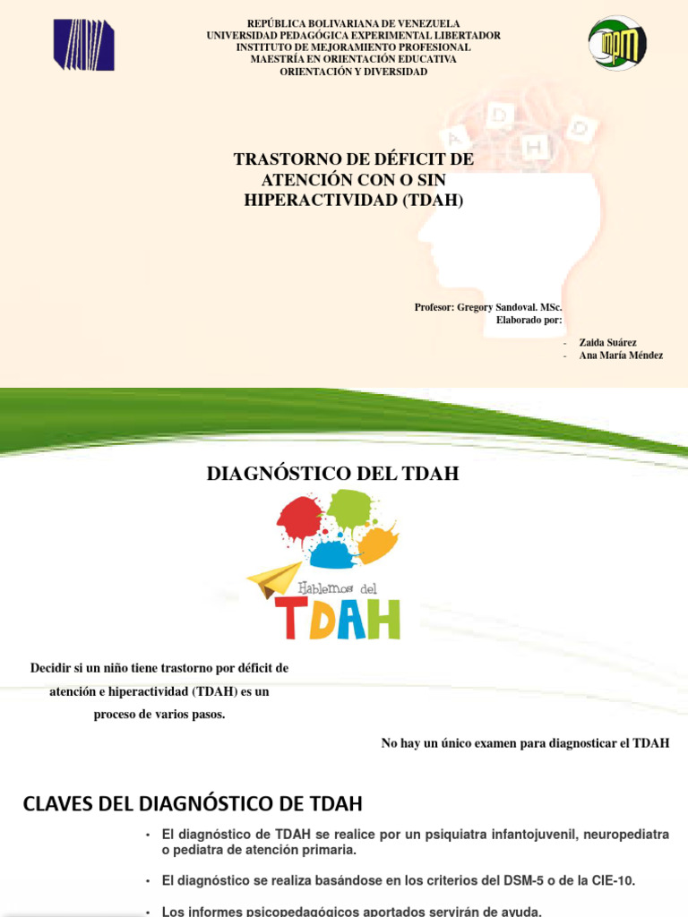 Diagnóstico y Manejo del TDAH en Niños | PDF | Desorden hiperactivo y deficit de atencion ...