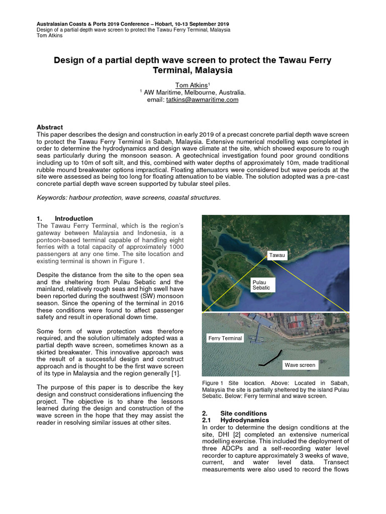 Wave Screen Design for Tawau Terminal | PDF | Deep Foundation | Tide