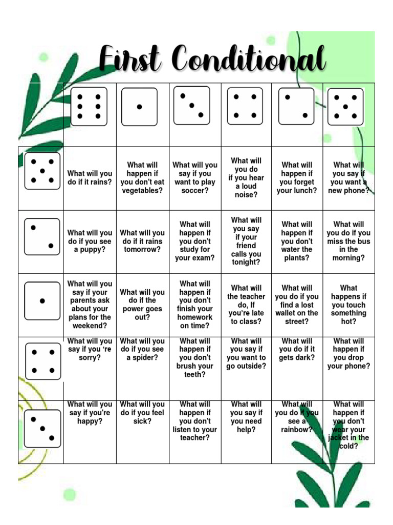 Roll The Dice First Conditional | PDF