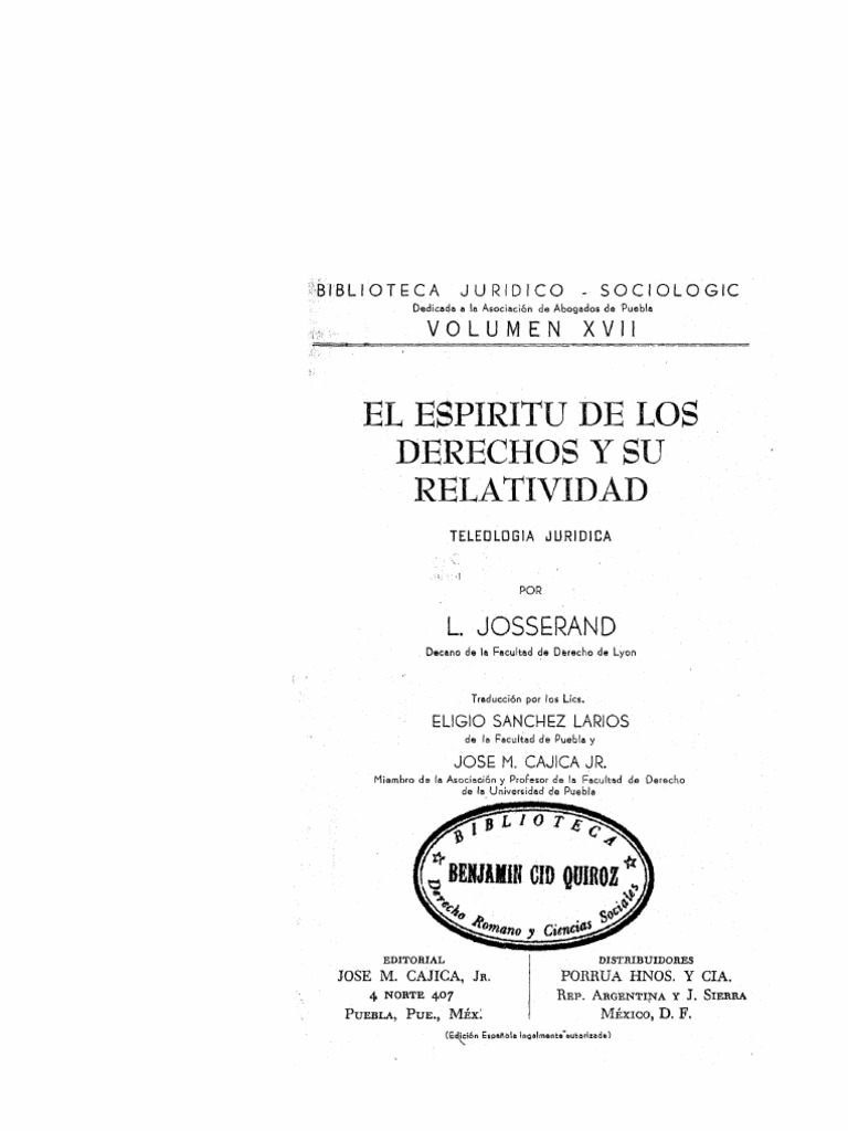 Josserand L. El Espiritu de Los Derechos y Su Relatividad | PDF