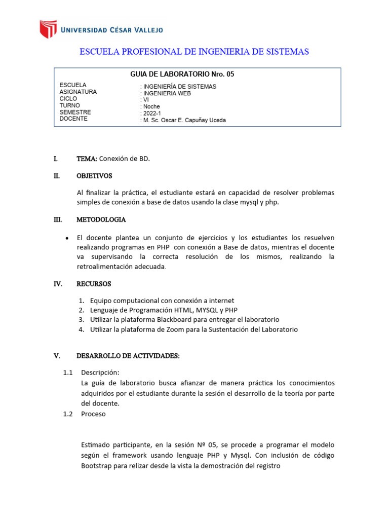 Guia de Laboratorio-05 | PDF | Php | Mi sql