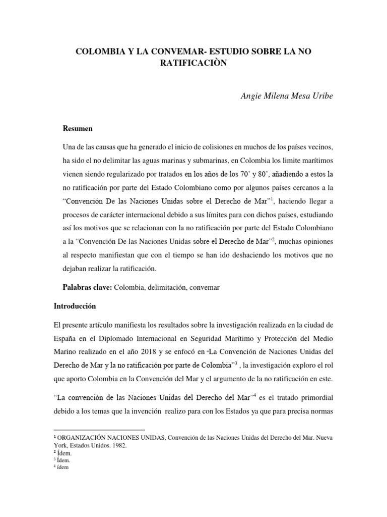 Colombia y La Convemar | PDF | Aguas territoriales | Convención de las ...