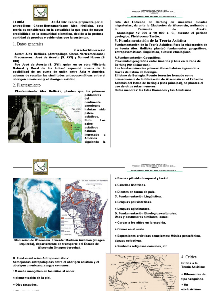 Ficha de Tema 5 Teoria Asiatica Del Poblamiento de America | PDF