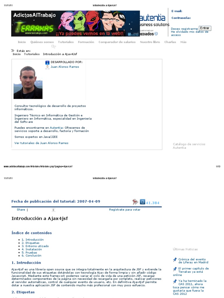 Introducción Ajax 4 JSF | PDF | Ajax (Programación) | Script Java