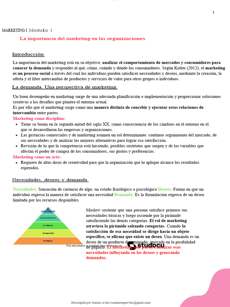 Marketing I m1 m2 | PDF | Marketing | Planificación