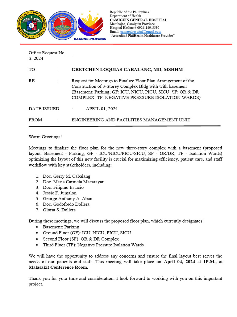Letter For Meeting Request Floor Plan | Download Free PDF | Hospital ...
